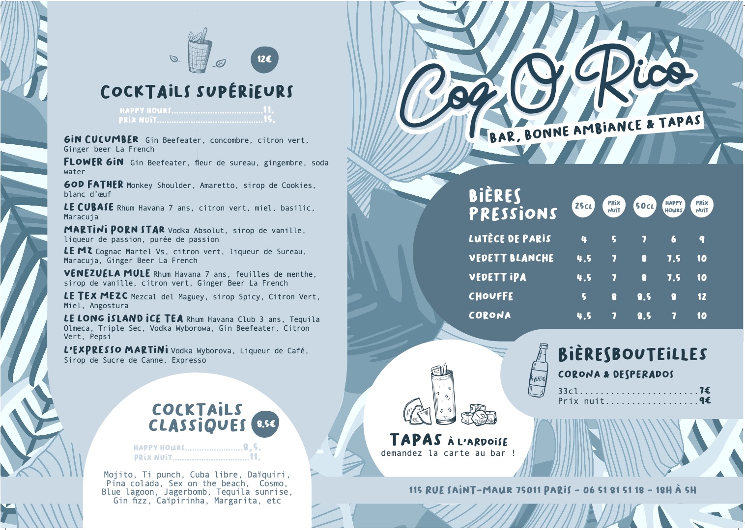 Horaires & Menu - LE COQ O RICO